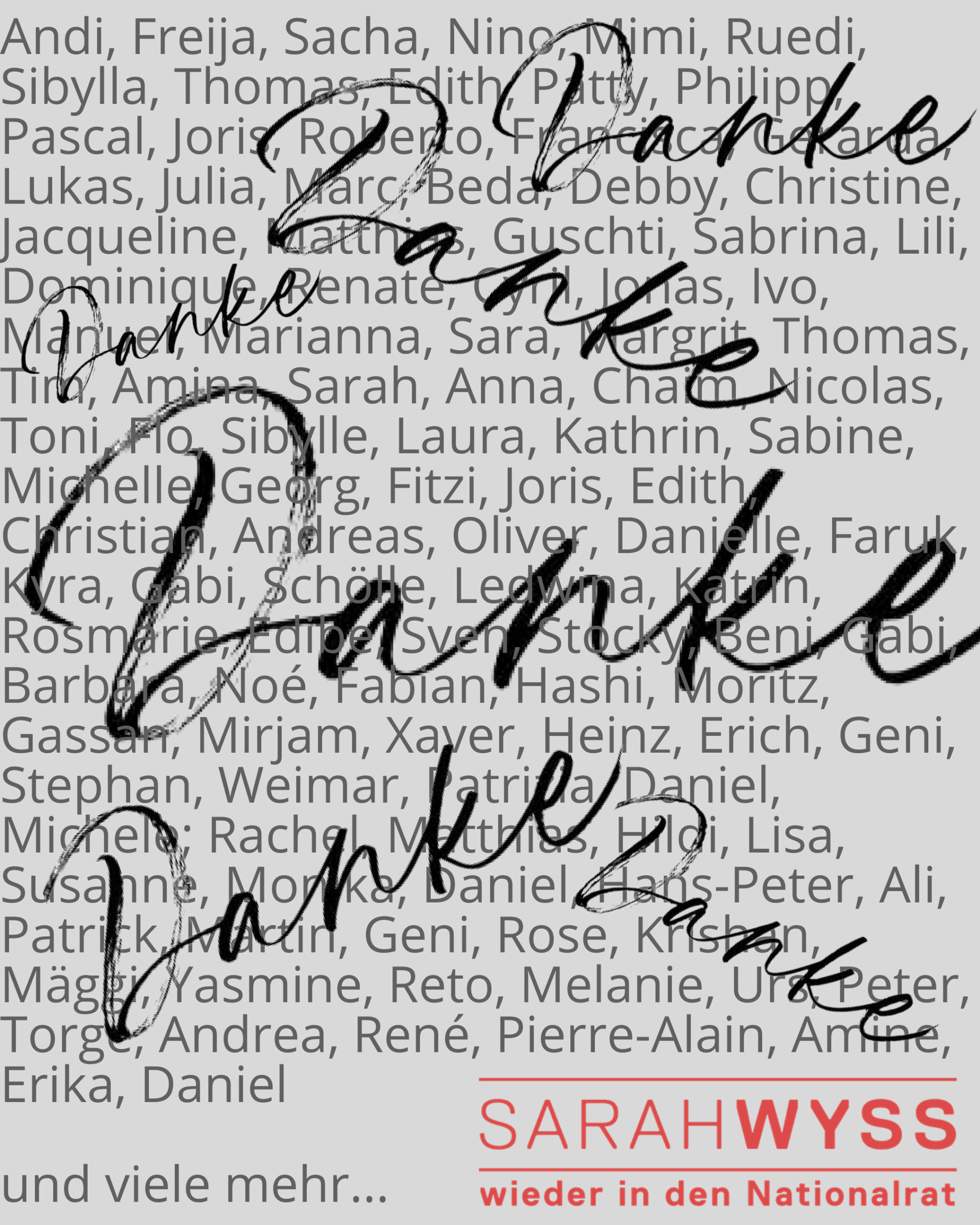 Danke! Und: noch ab an die Urne - Sarah Wyss